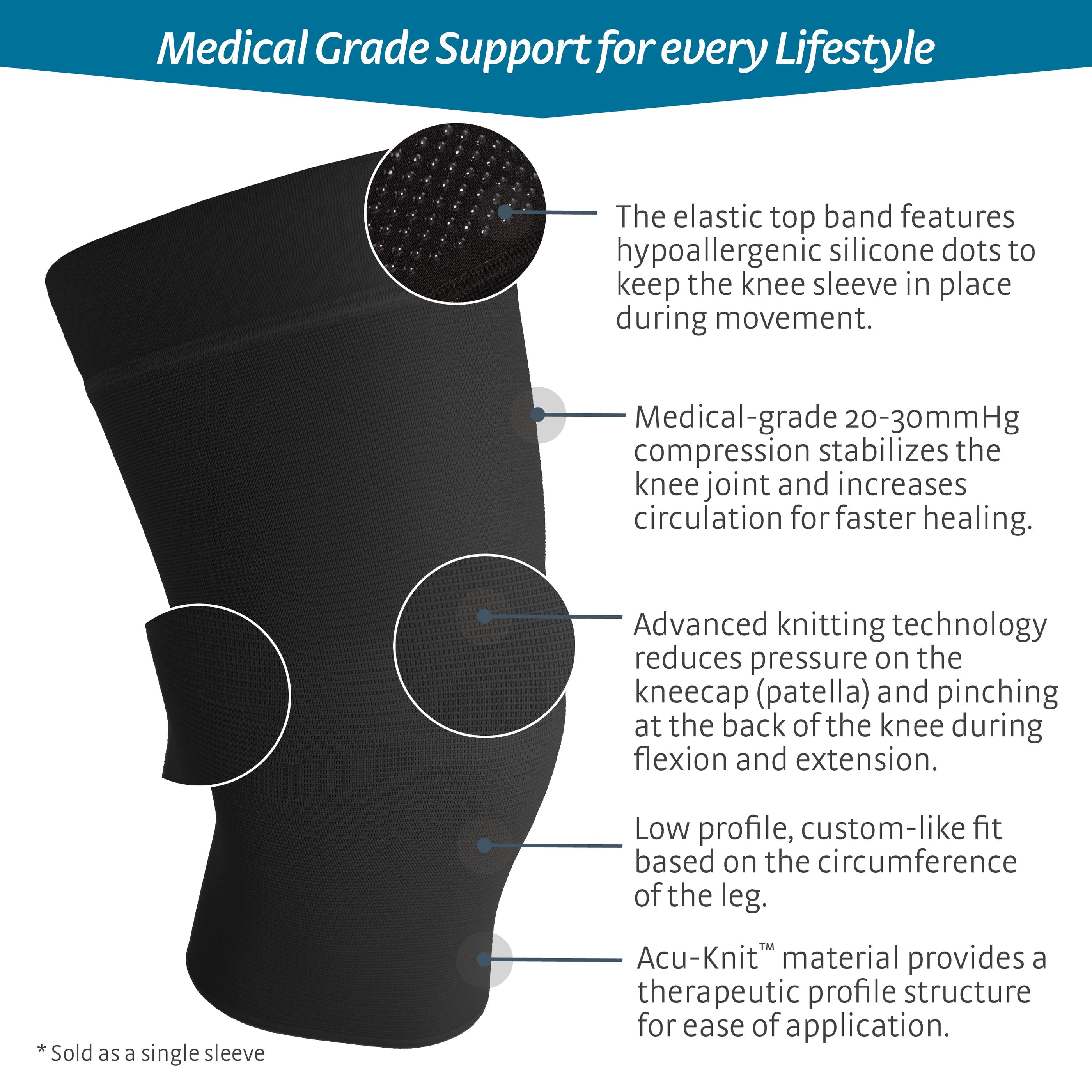Medi Seamless Knit Knee Support with Silicone Top Band — BrightLife Direct